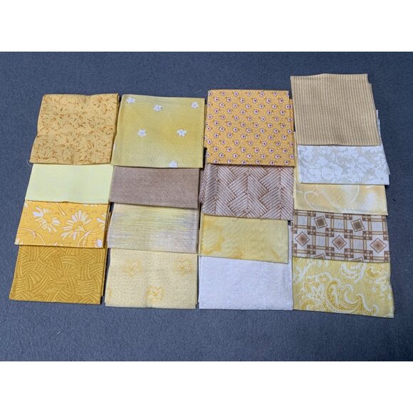 Office | 17piece Yellow Neutral Quilting Cotton Fabric Squares 85 ...